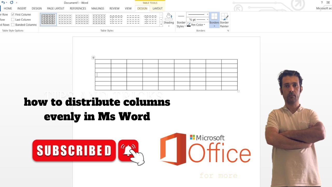 How to distribute columns AND Row evenly in MS WORD - YouTube