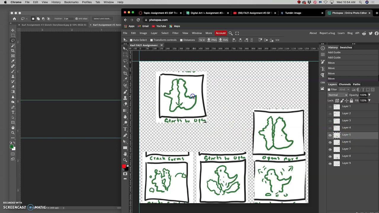 4 Lining Up Each Layer as an Animation Frame in Photoshop AND Photopea ...