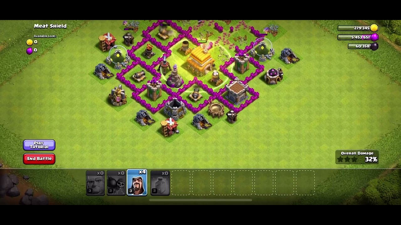 CLASH OF CLANS MEAT SHIELD SUB 1 MIN WR - YouTube