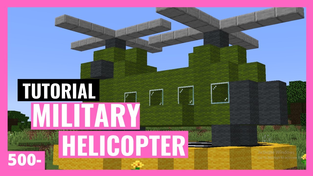 MINECRAFT MILITARY HELICOPTER TUTORIAL | 500- BLOCKS - YouTube
