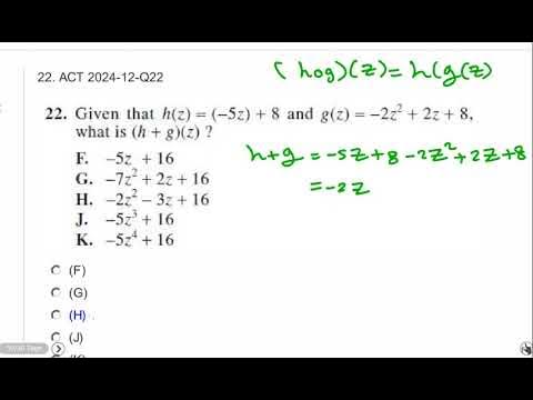 ACT-2024-DECEMBER- H31-q22 -MATH- SOLVE-م رابعه فراج -اسهل حل - YouTube