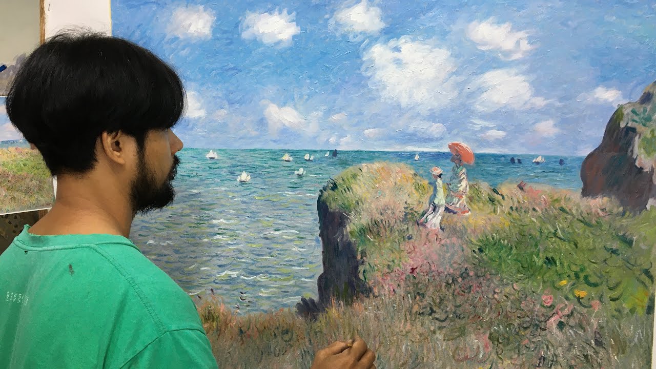 Claude Monet-The Cliff Walk at Pourville 1882 oil on canvas 84x105cm ...