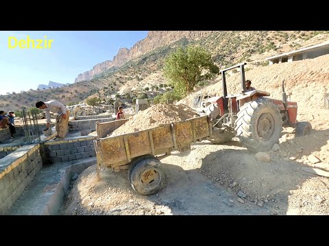 MrGhorban's trip to the city to buy blocksforthehouseTractor drivers arrivetofillthefloorofthehouse.