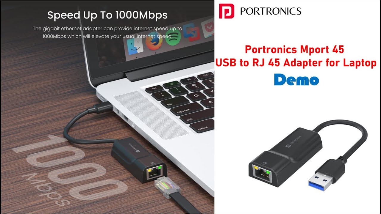 Portronics Mport 45 USB to LAN 1GB Adapter for Laptop Unboxing and Demo ...
