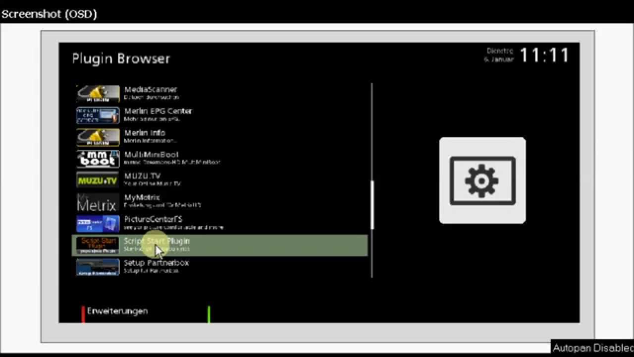 Script Start Plugin enigma 2 - YouTube