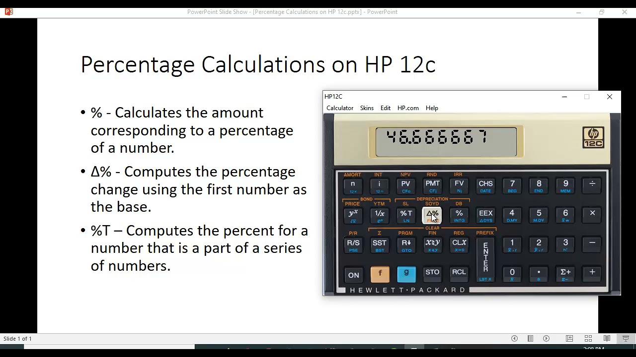 Percentage Calculations on the HP 12c - YouTube