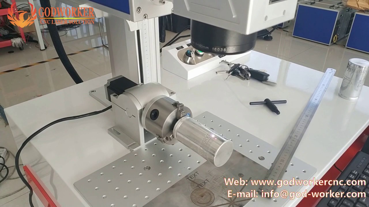 50W raycus fiber laser marking machine for rotary marking, depth ...