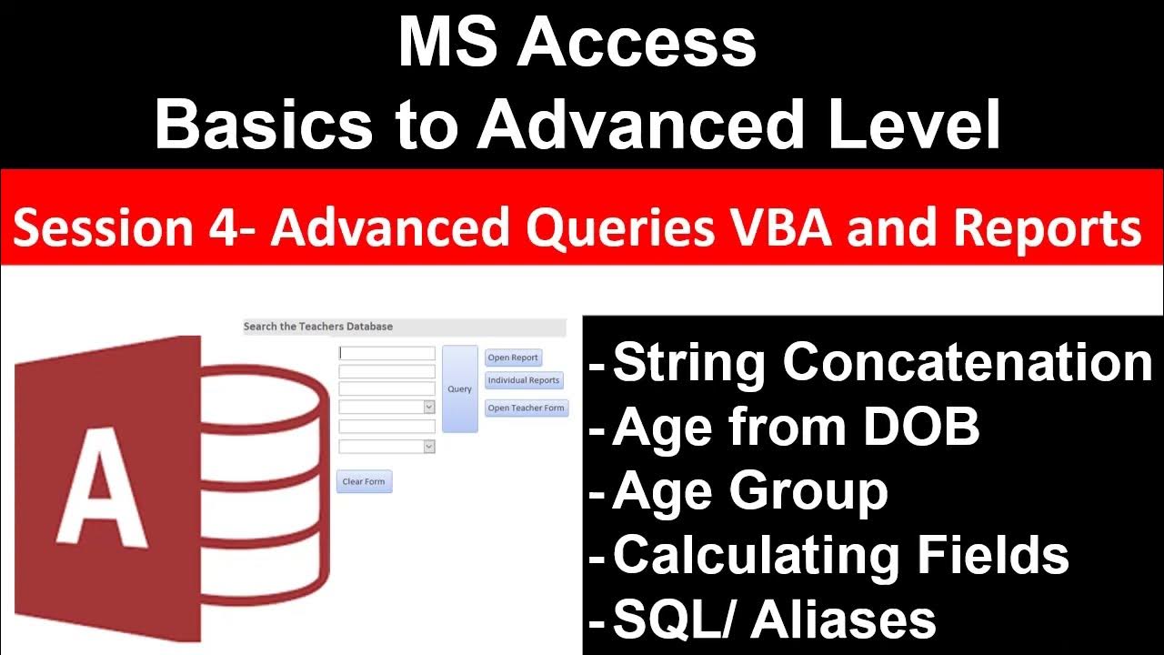 MS Access Basics to Advanced|Session 4| Advanced Queries VBA and Reports #access - YouTube