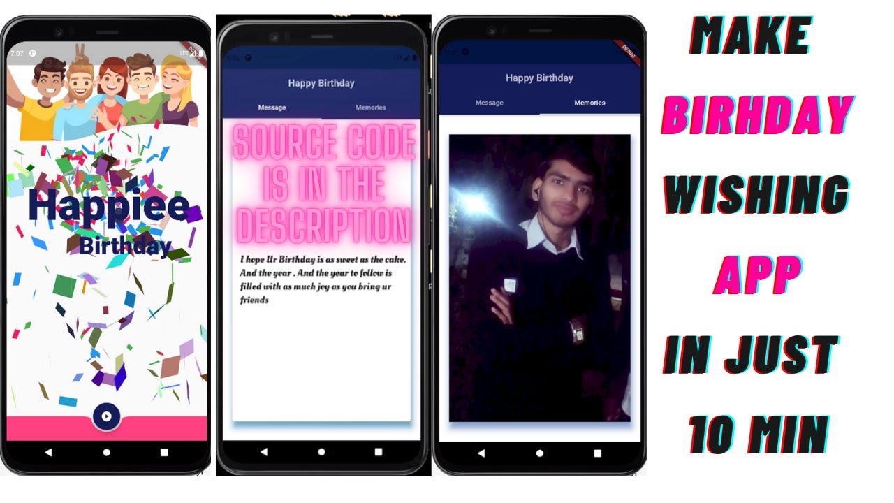 Birthday Wishing App in Flutter | Googlee404 - YouTube