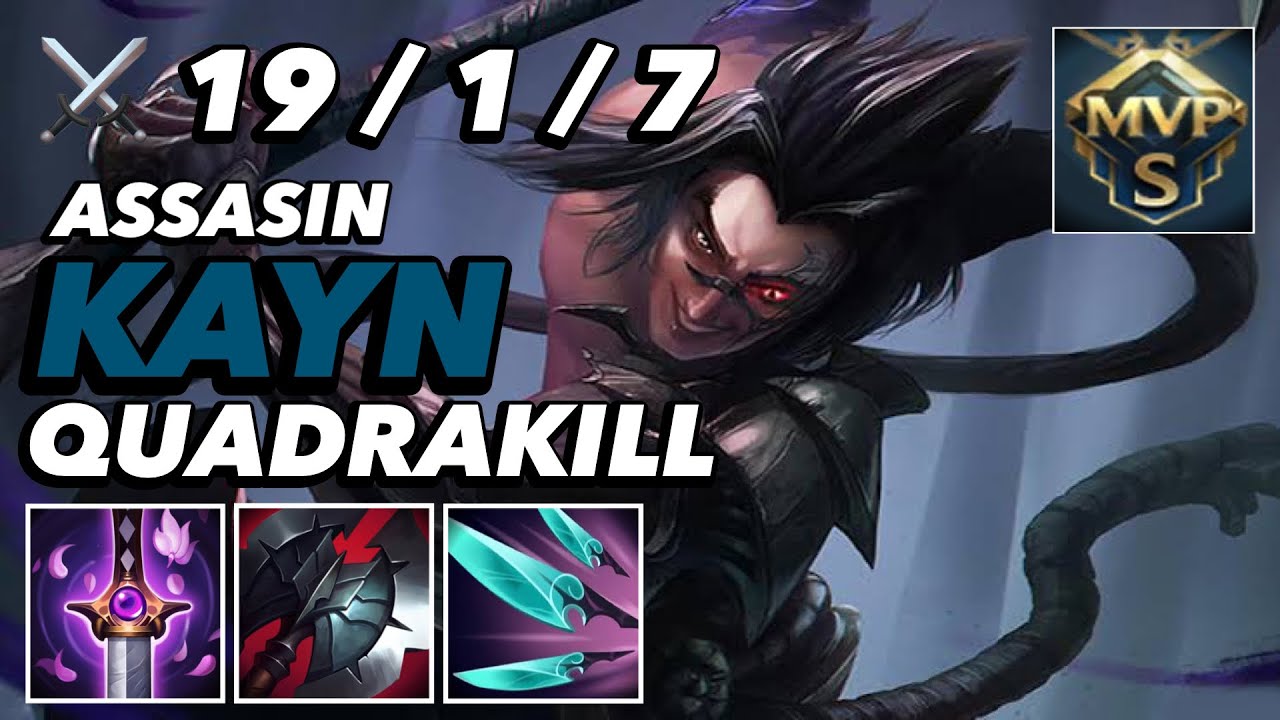 WILD RIFT KAYN : ASSASIN BUILD INSANE THIS QUADRAKILL ? ONE DEATH ...