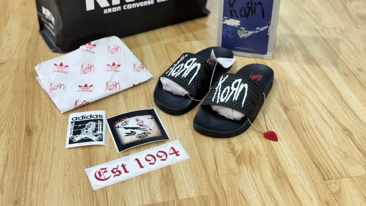 ADIDAS x KORN ADILETTE SLIDE BLACK 2,990+ - YouTube