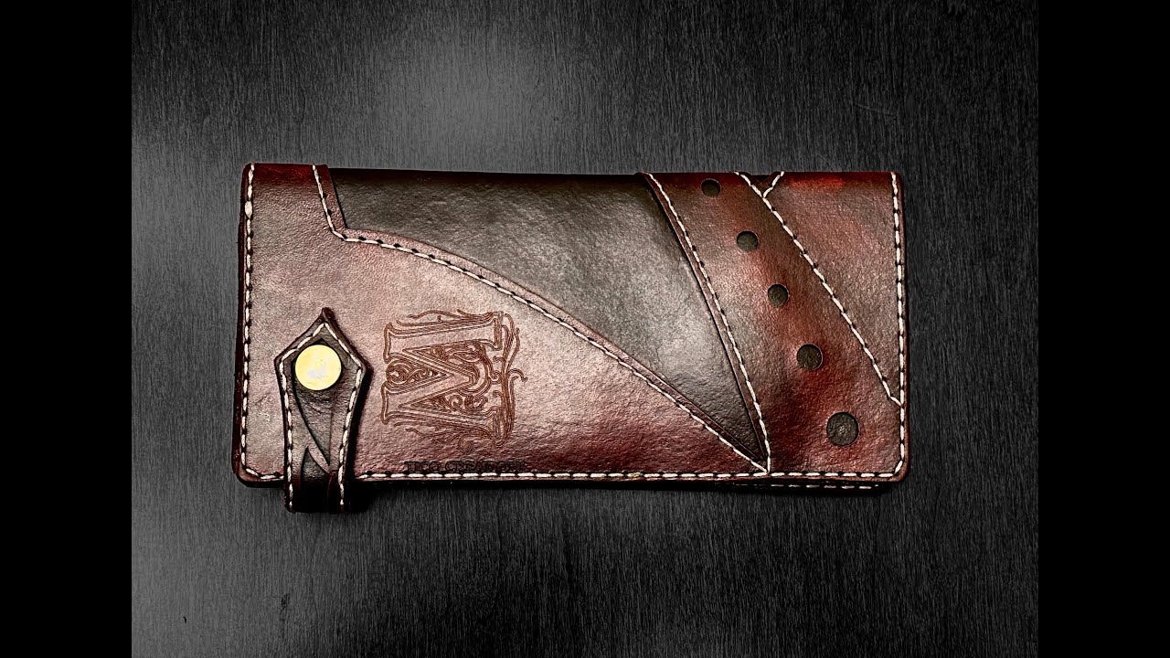 Laser cut Leather wallet- Biker wallet - YouTube