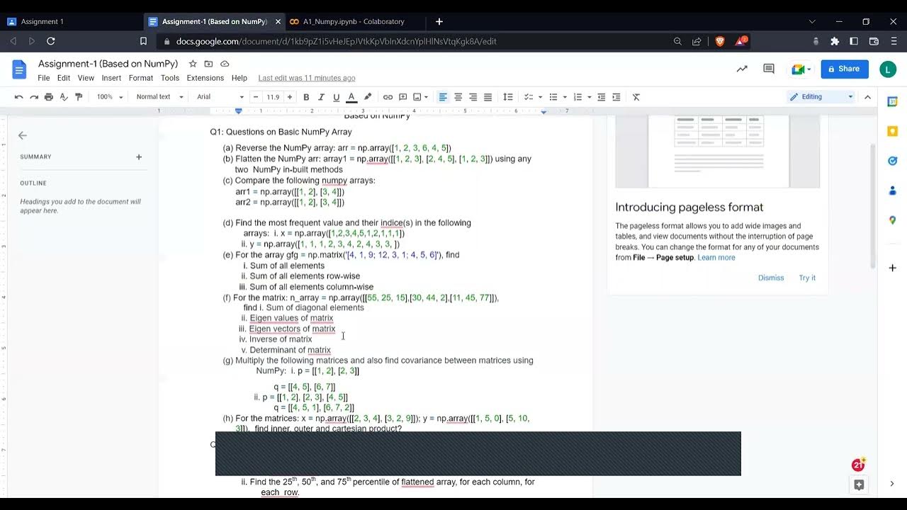 Machine Learning | Basics of Numpy | Assignment 1 | Question 1 ( Part - II) - YouTube