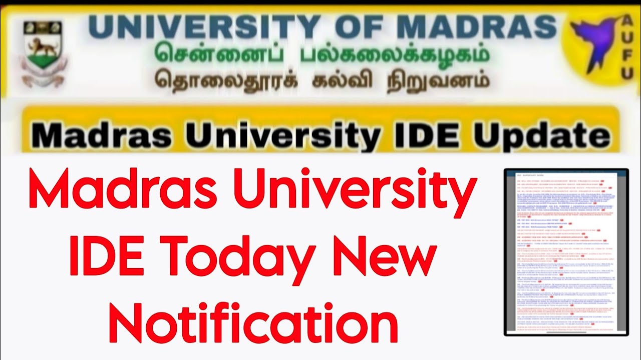 Madras University IDE Today Two Important Updates 👍 - YouTube