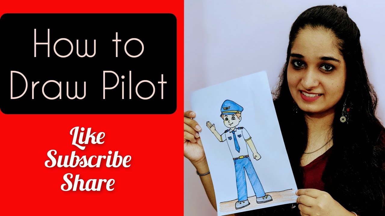 How to Draw Pilot | Easy Pilot Drawing | Pilot | @Kalakrit Art Studio ...