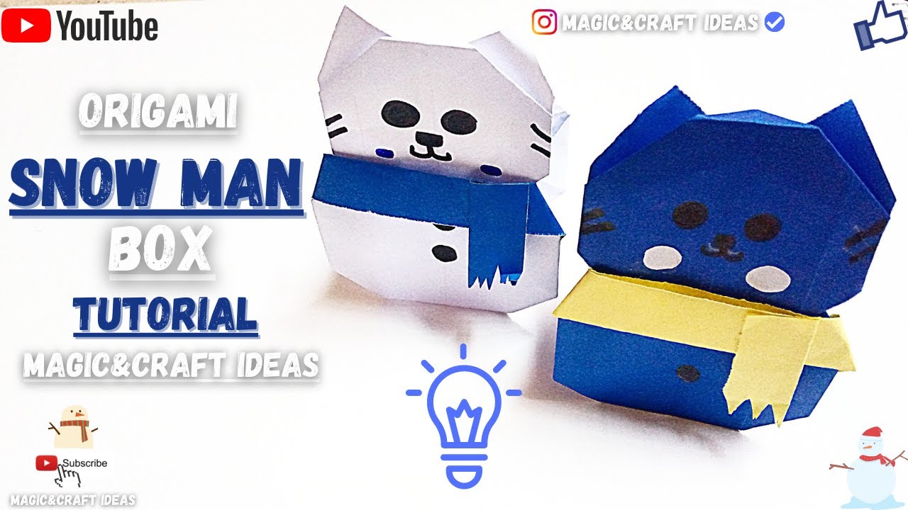 How To Make Origami Snowman Box||paper Snowman||Magic And Craft Ideas ...