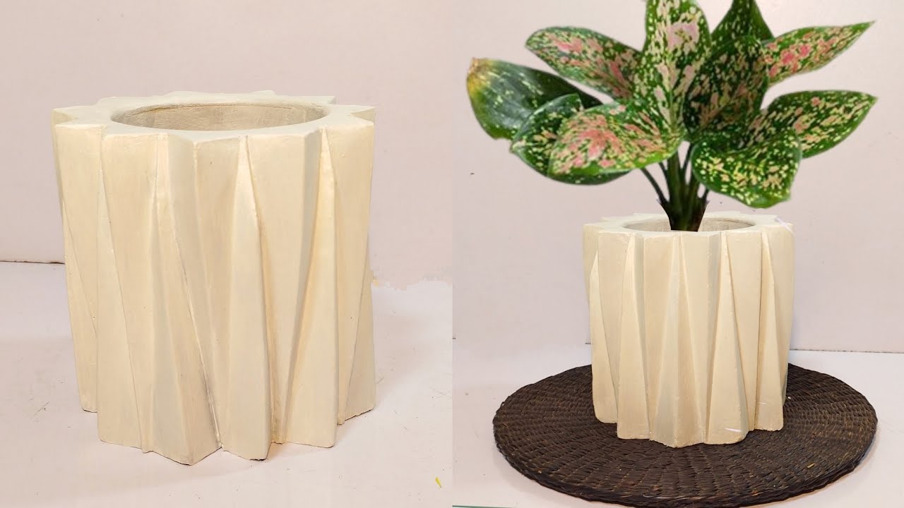 Stylish Cement pot for plants / Easy Cement pottery / Nadeem's Craft ...
