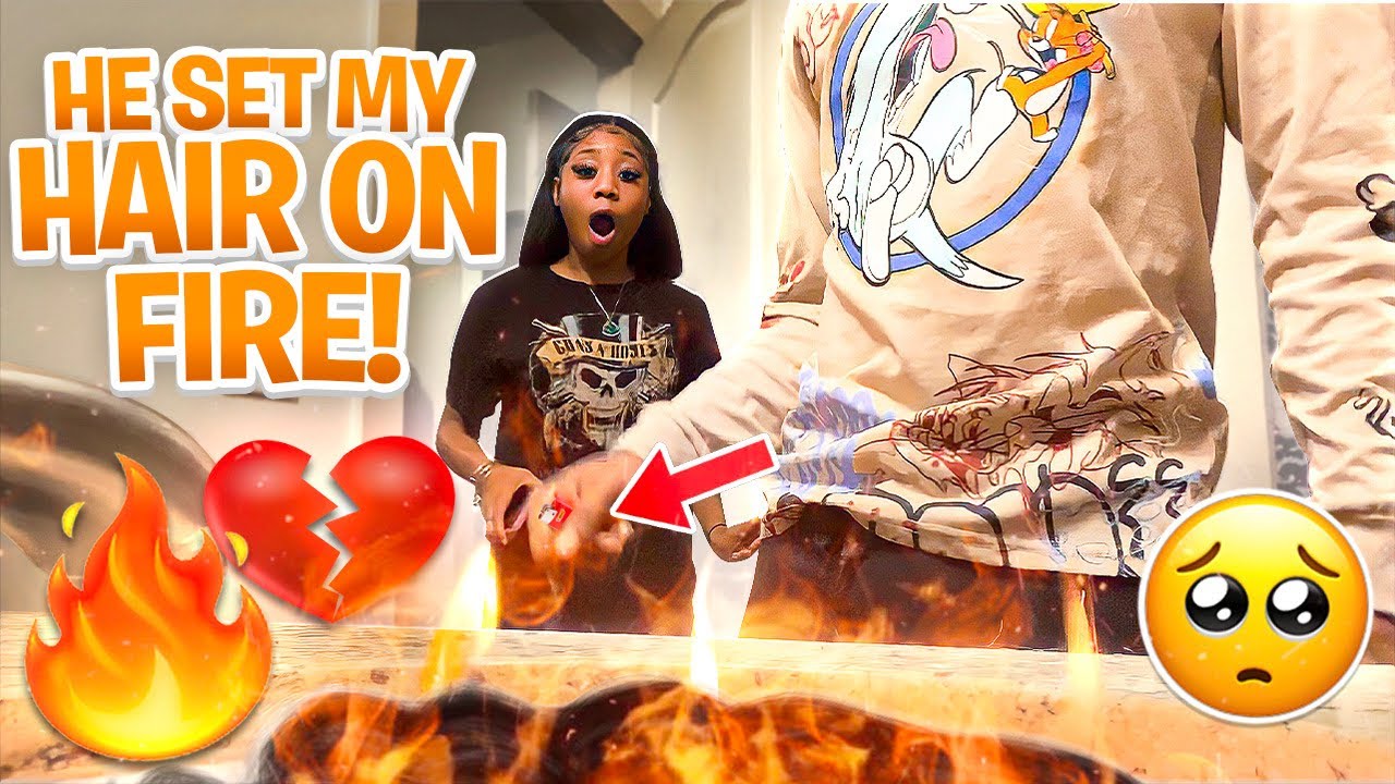 BURNING MY GIRLFRIEND WIG TO GET HER REACTION *she was heated* - YouTube