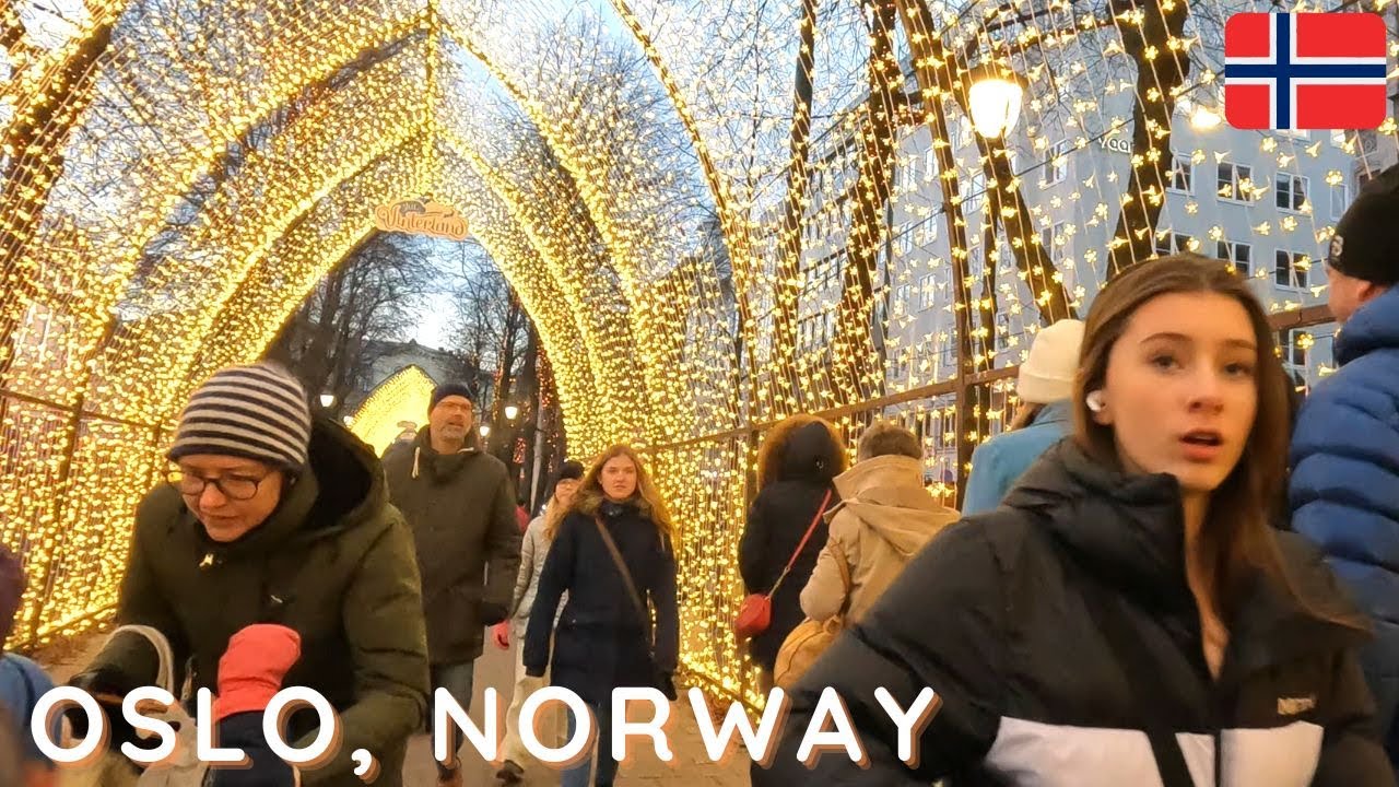 OSLO - winter walk around the city center and the Christmas market ...
