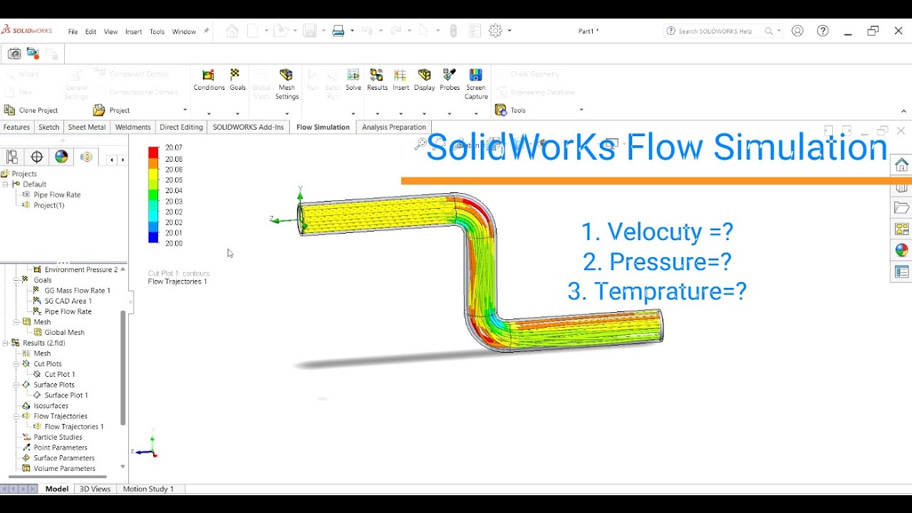Flow Simulation Through Pipe Find Velocity, Mass Flow Rate, Pressure ...