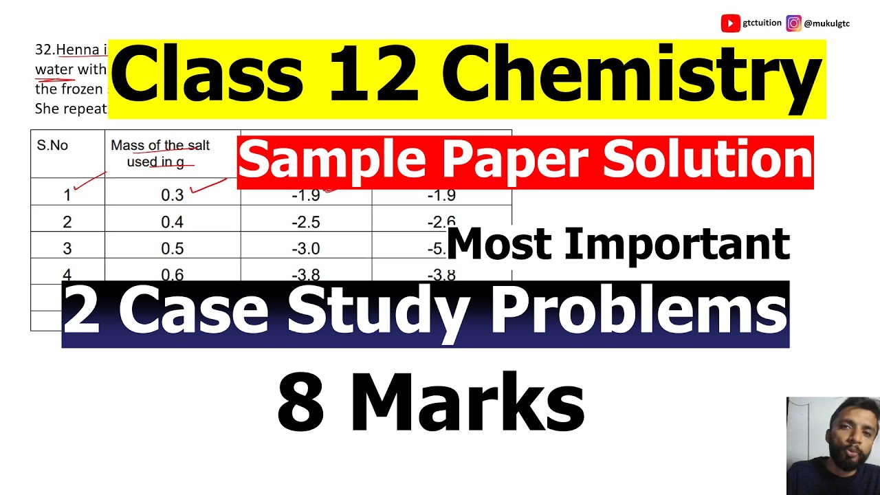 Chemistry Case Study Problems CBSE Class12 Chemistry Sample Paper ...