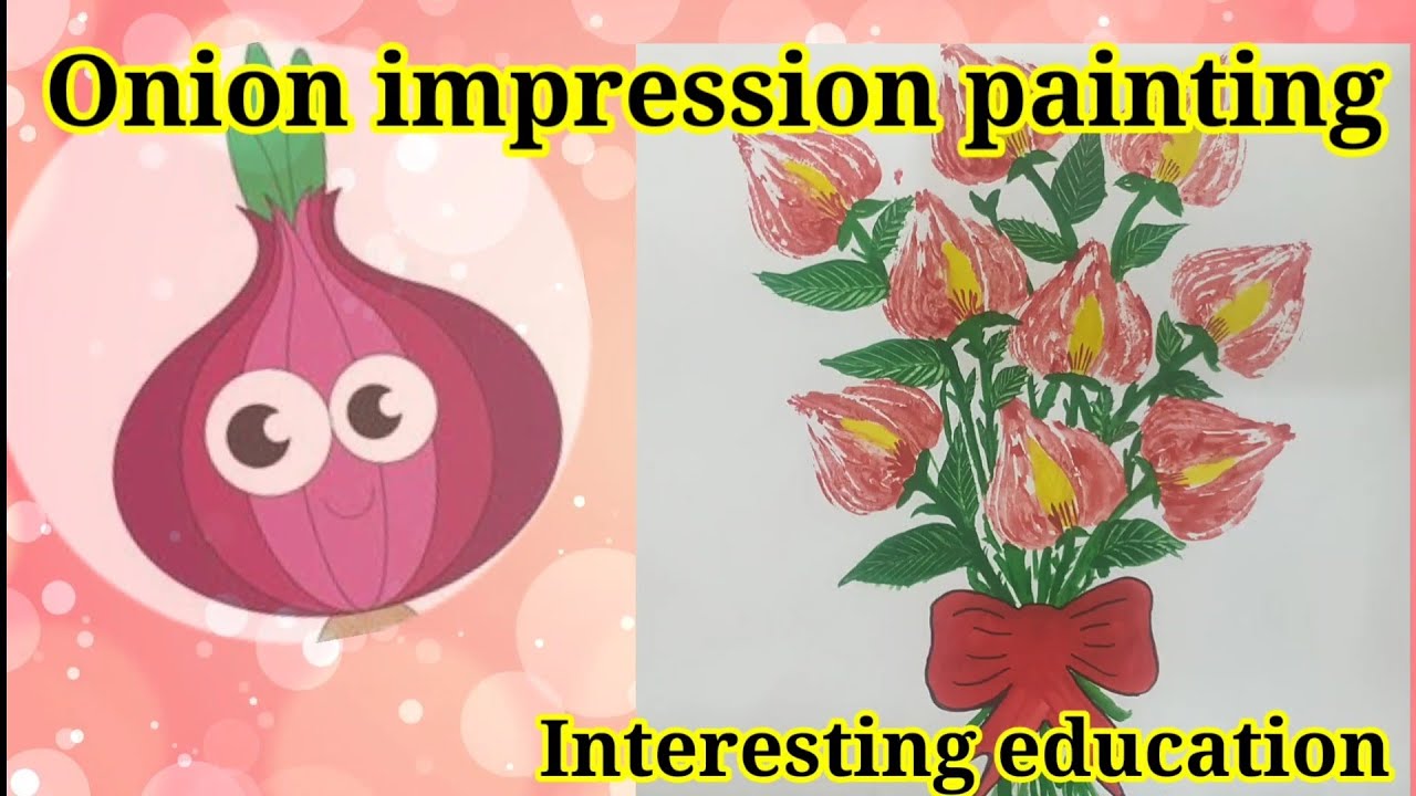 Onion impression painting ,onion stamp painting - YouTube