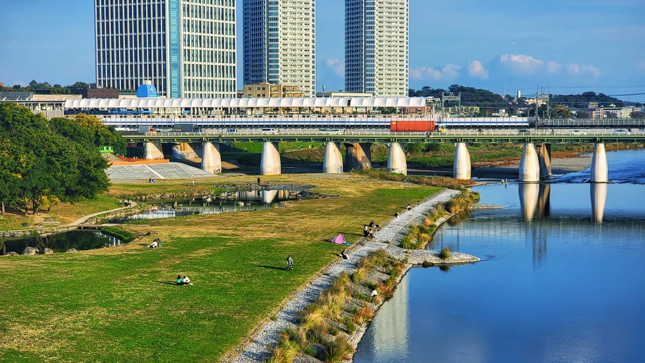 Tokyo 4K Walk - A Relaxing Weekend Stroll Along Tama River Area - YouTube