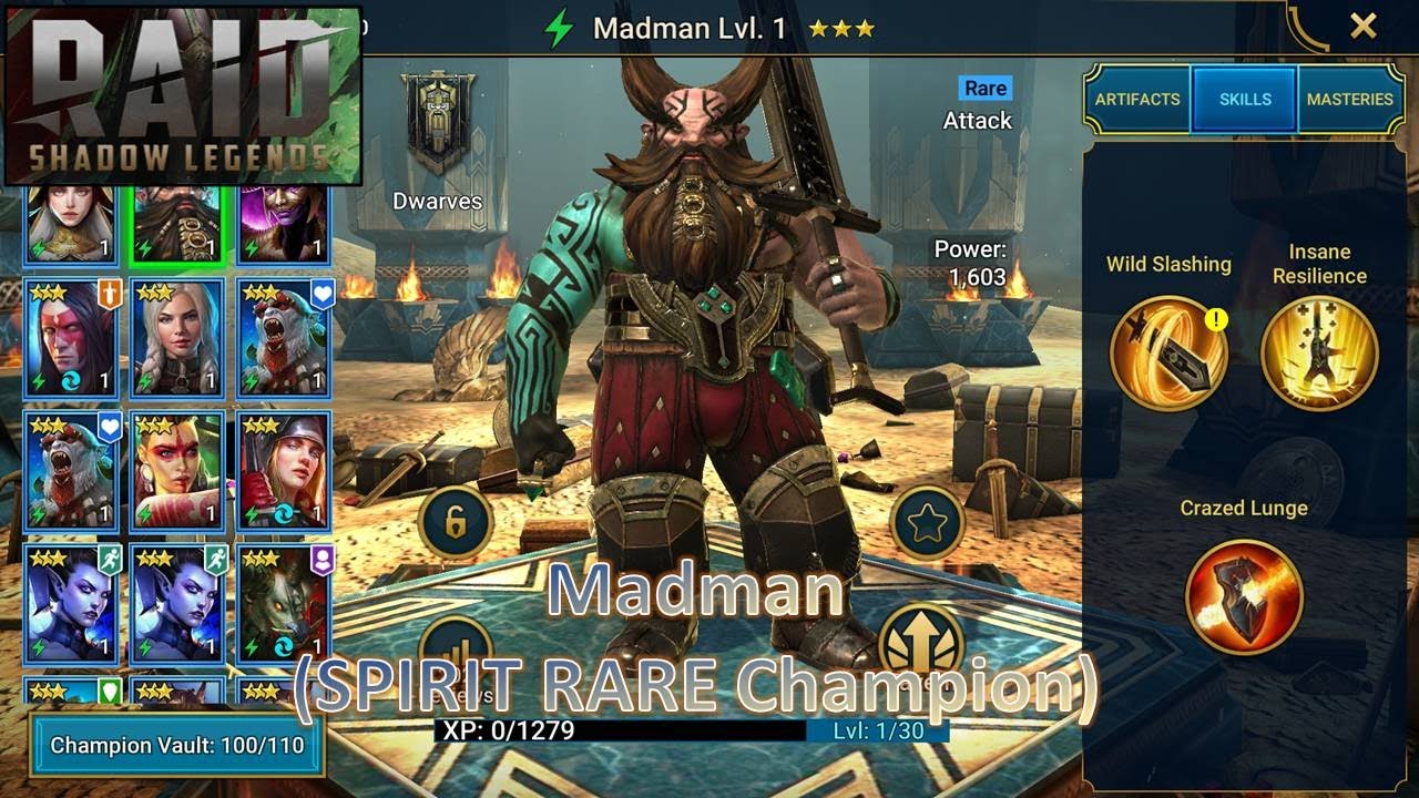 RAID: Shadow Legends - Unlocking Madman (SPIRIT RARE Champion) - YouTube
