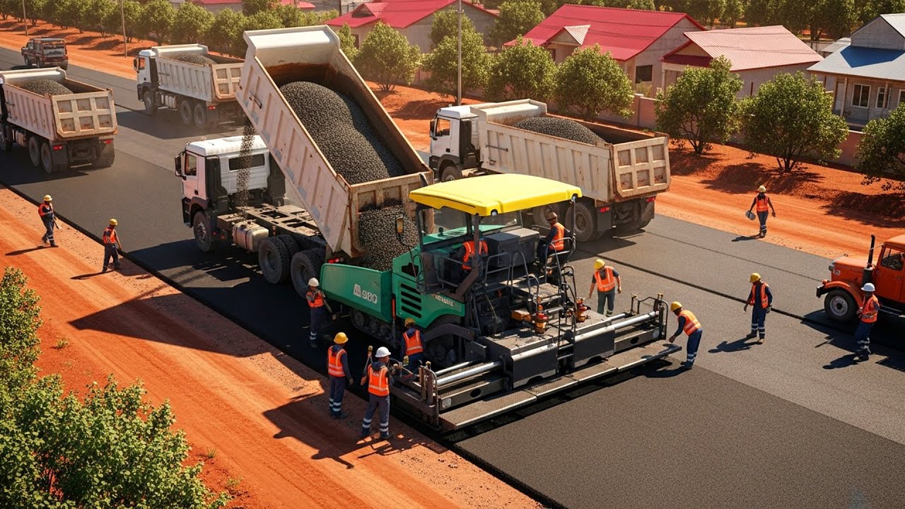 Amazing Concrete Road Paving Process – Giant Machine Lays Perfect ...