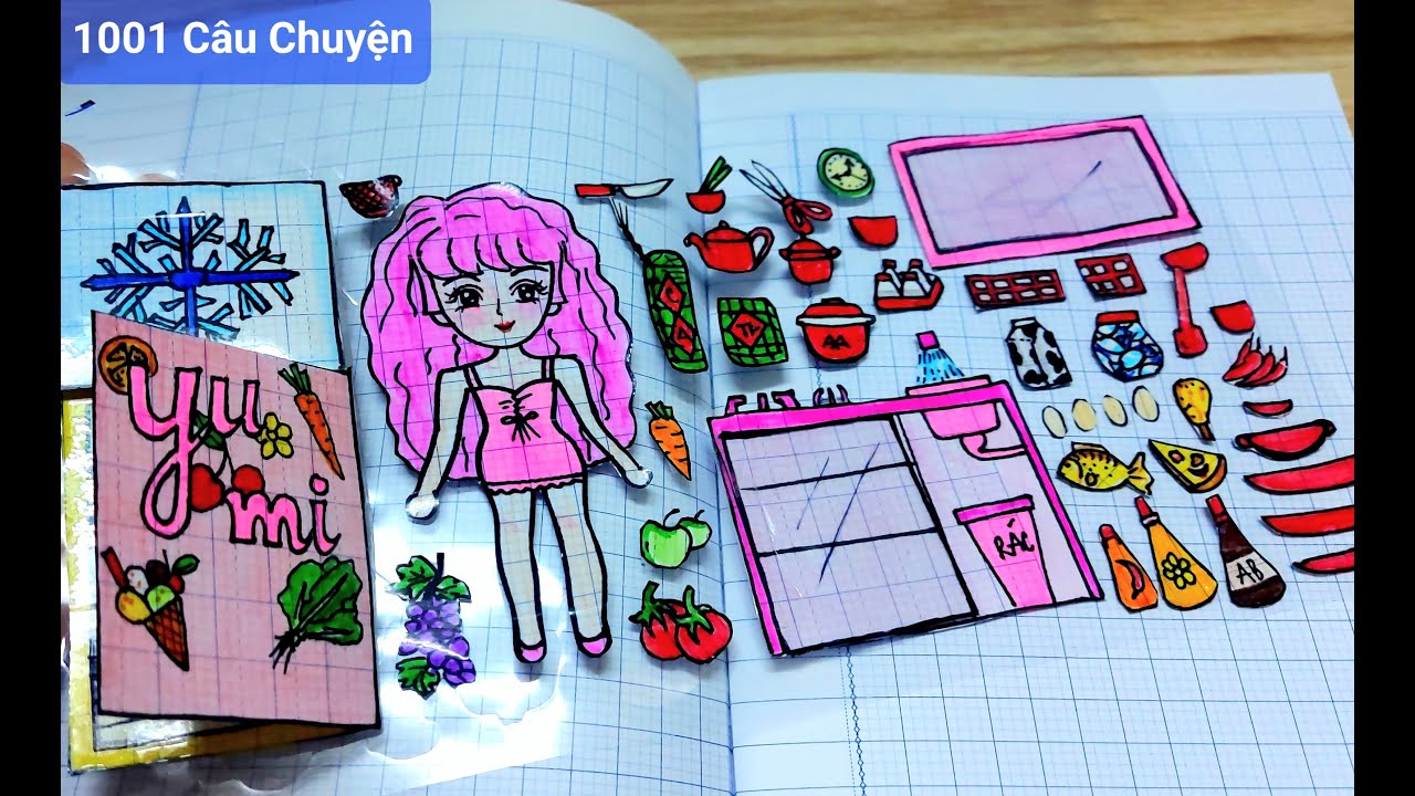 Vẽ thiết kế sticker nhà bếp mini cho Yumi 2024/ Tự làm sticker tết ...