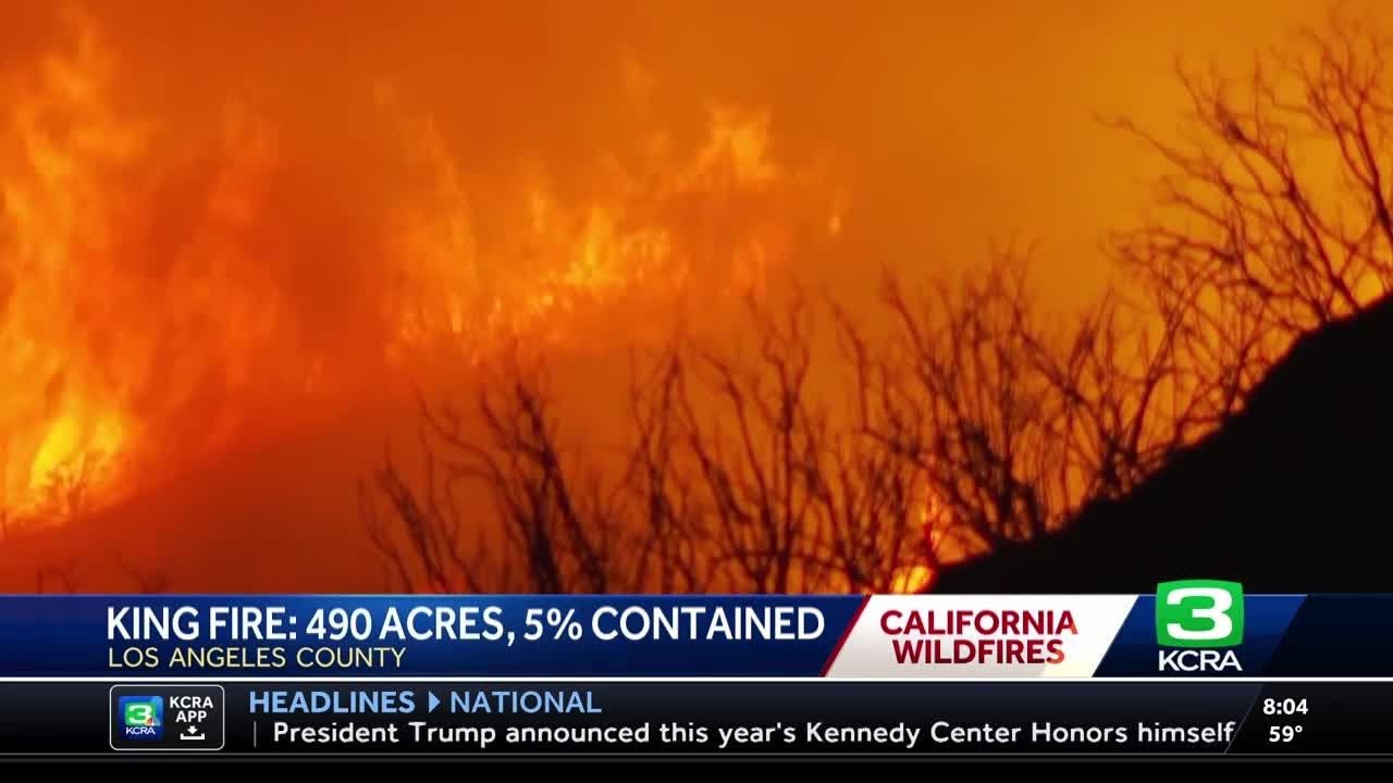 King Fire: Firefighters battle wildfire burning along I-5 north of Los ...