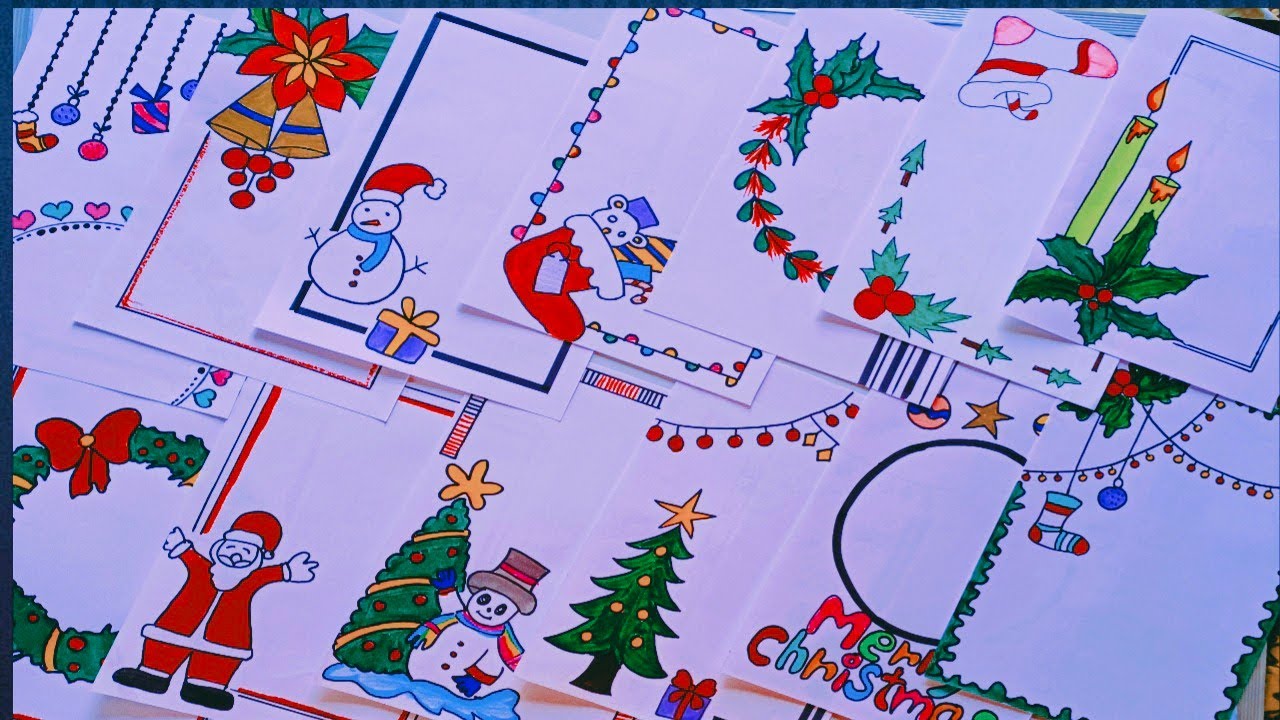 20 Amazing Christmas Cards /20 Christmas Border Designs /Project Work ...