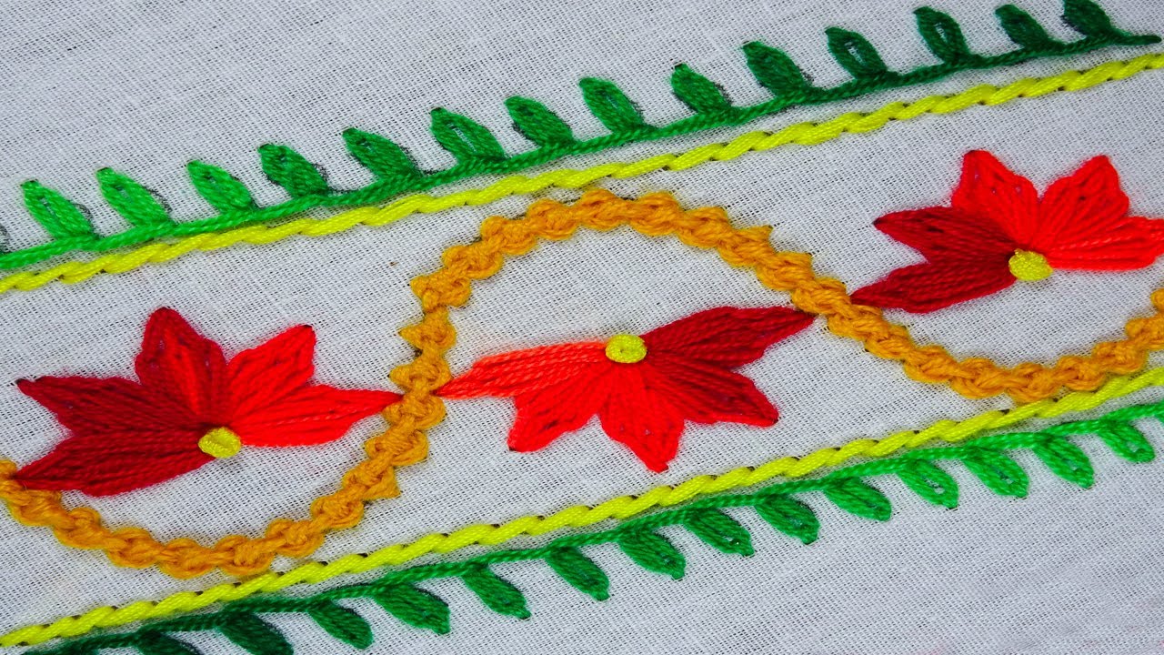 Most beautiful hand embroidery decorative border line design easy ...