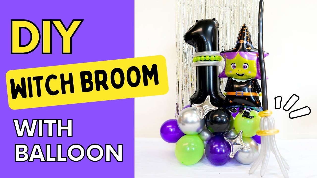 How to make Witch Broom with balloon Halloween - YouTube