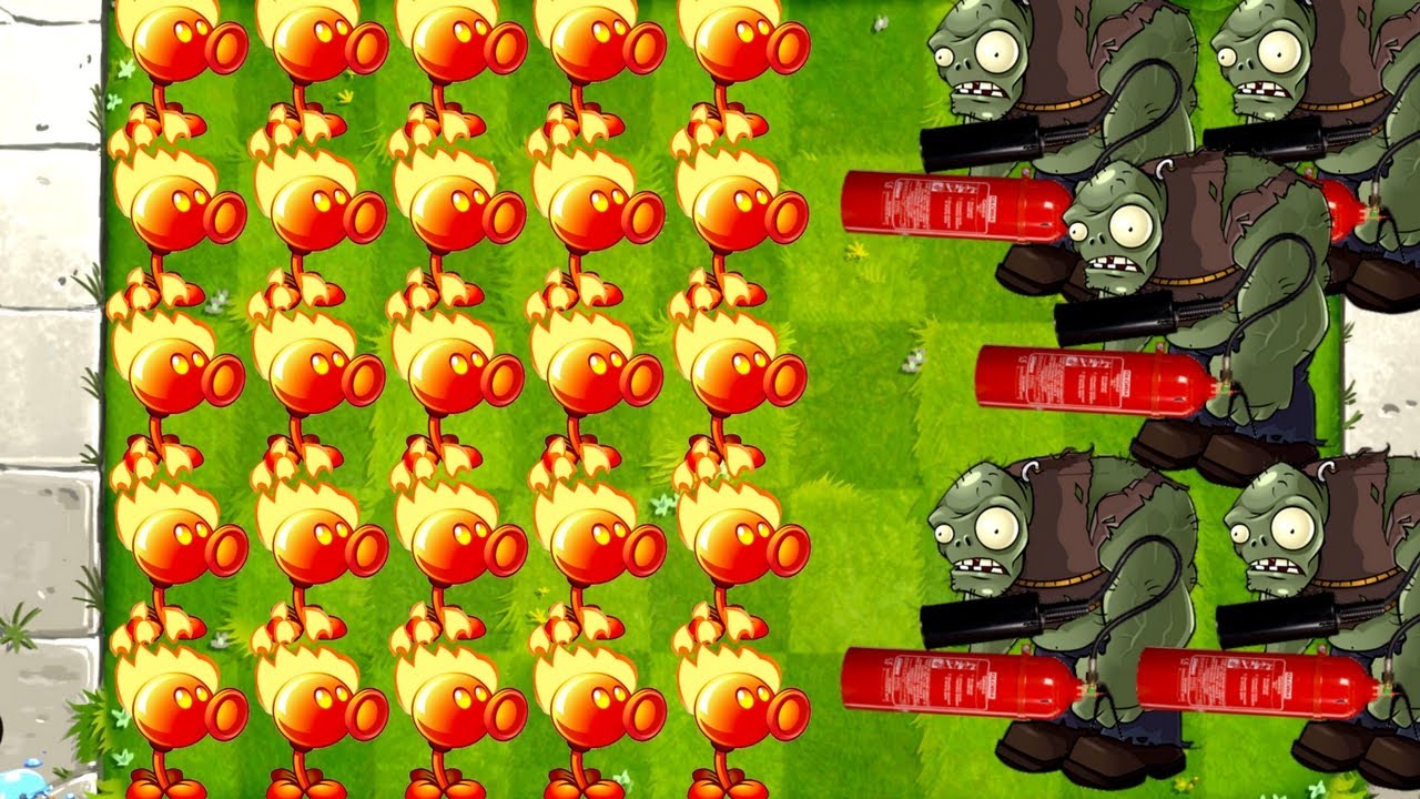 Plants vs Zombies 2 MAX Level Fire Peashooter vs Mega Gargantuars ...