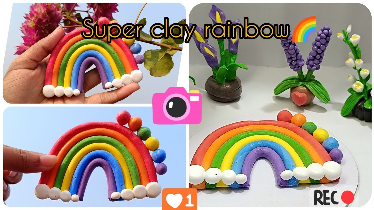 DIY - Viral clay rainbow🌈 | Super clay viral rainbow with 7 colour ...