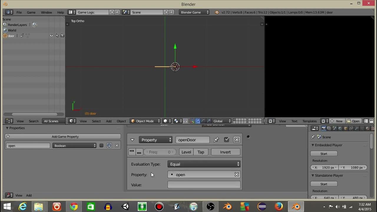 UPBGE - Opening Door No Python - YouTube
