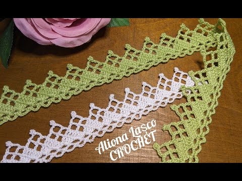 DANTELĂ îngustă croșetată manual/ BEAUTIFUL crochet LACE/ LINDO crochê ...