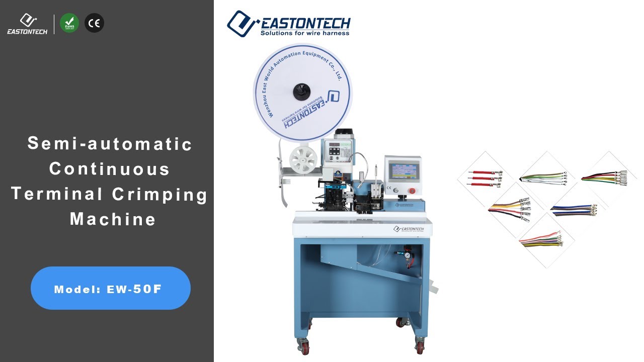 EASTONTECH EW-50F 30 - 16 AWG Multi-core Continuous Cable Stripping Crimping Machine - YouTube