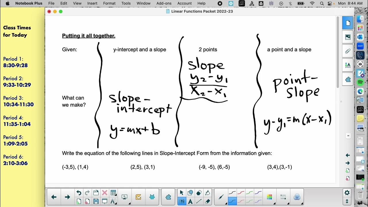 Algebra 1 Linear Functions Packet Part 3 - YouTube