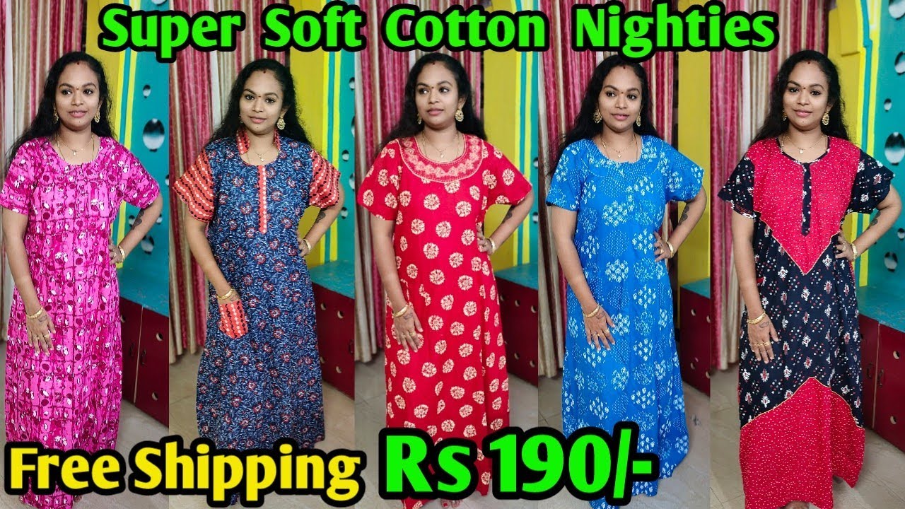 Rs 190/- Semma 👌🏻 Cotton Nighty Collections | Upto 3 XL Available ...