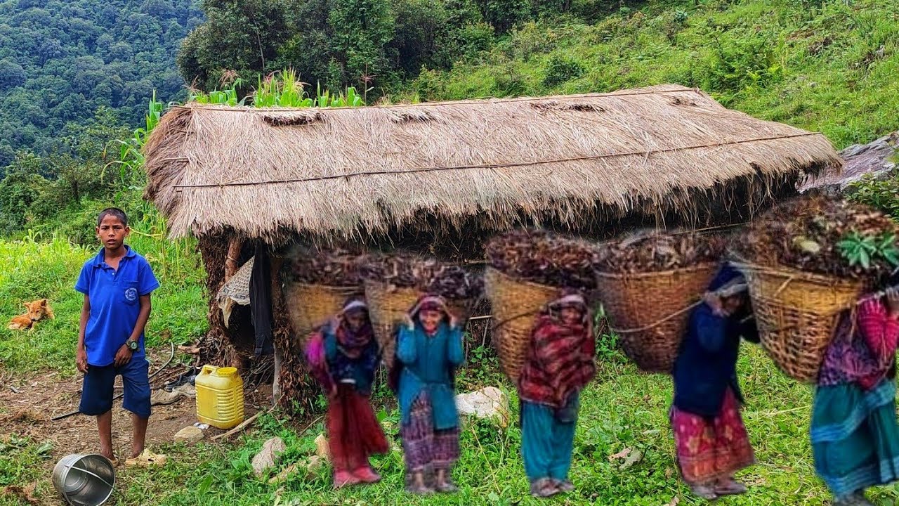 Very Beautiful Nepali Mountain village life || Primitive lifestyle ...