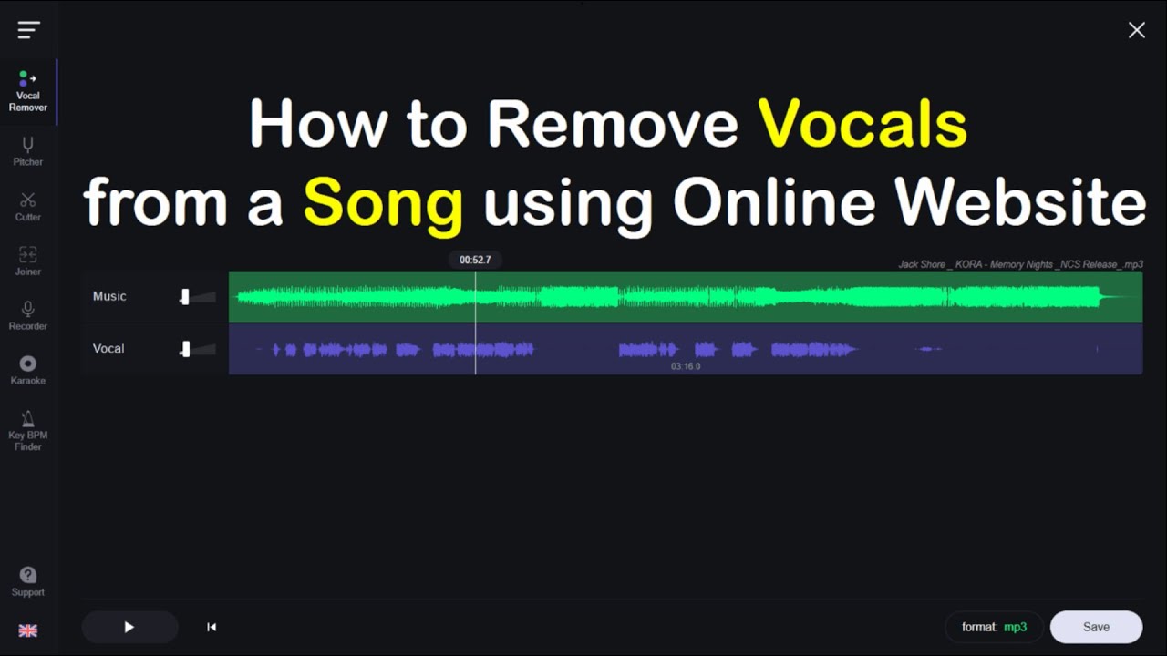 How to remove vocals from a song using Online Website - YouTube