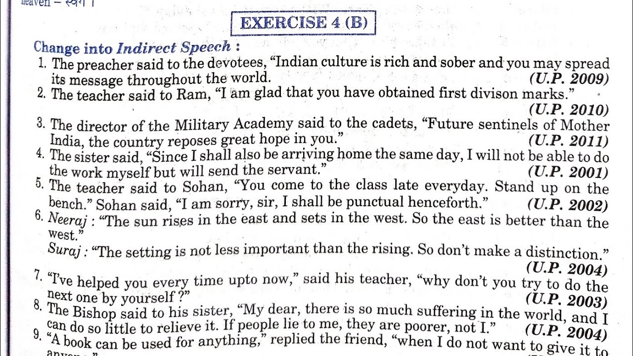 exercise 4B | direct and indirect speech direct and indirect speech ...
