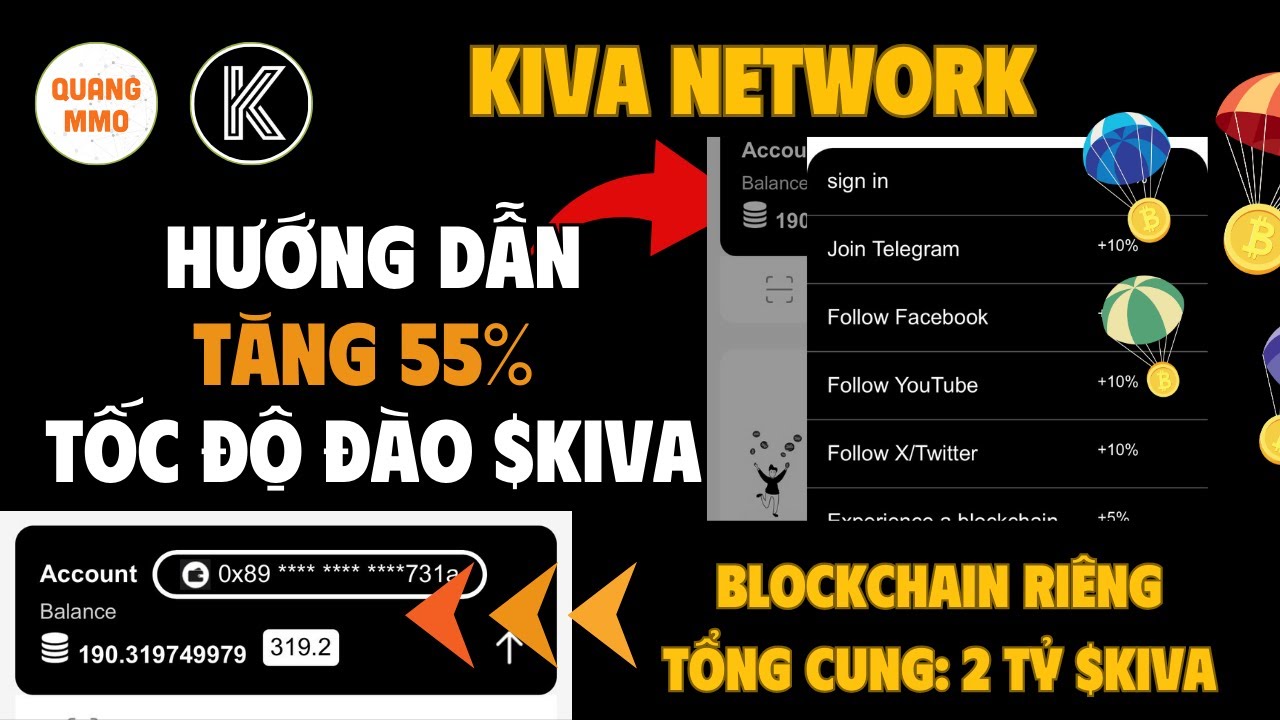 Hướng dẫn tăng 55% tốc độ đào KIVA NETWORK, Blockchain riêng, ví riêng, tổng cung 2 tỷ $KIVA ...