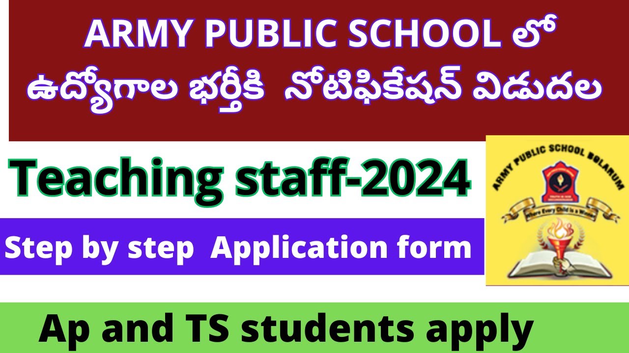 Army Public School Bolarum teaching Recruitment 2024|| Army Public ...