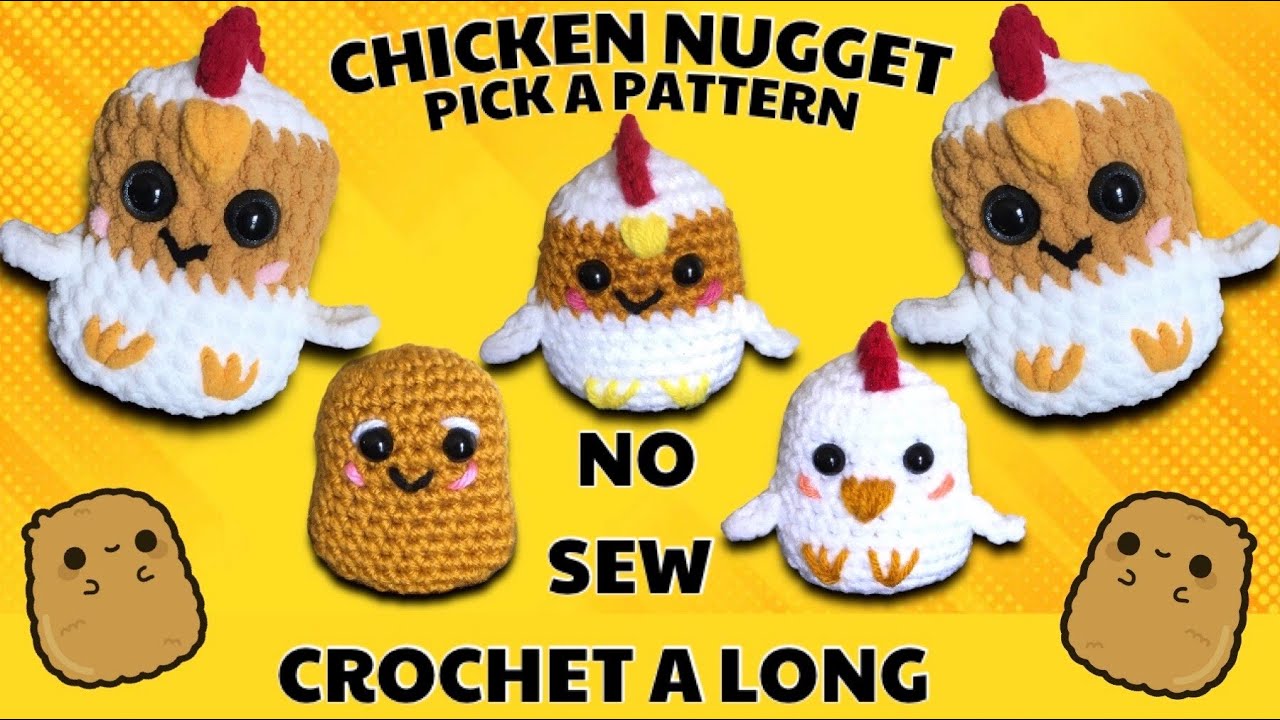 CROCHET CHICKEN NUGGET NO SEW BEGINNER CROCHET A LONG - YouTube