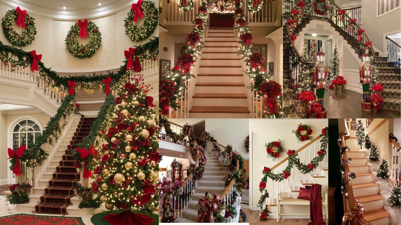 Latest Christmas staircase decor ideas||staircase decor designs||hall ...