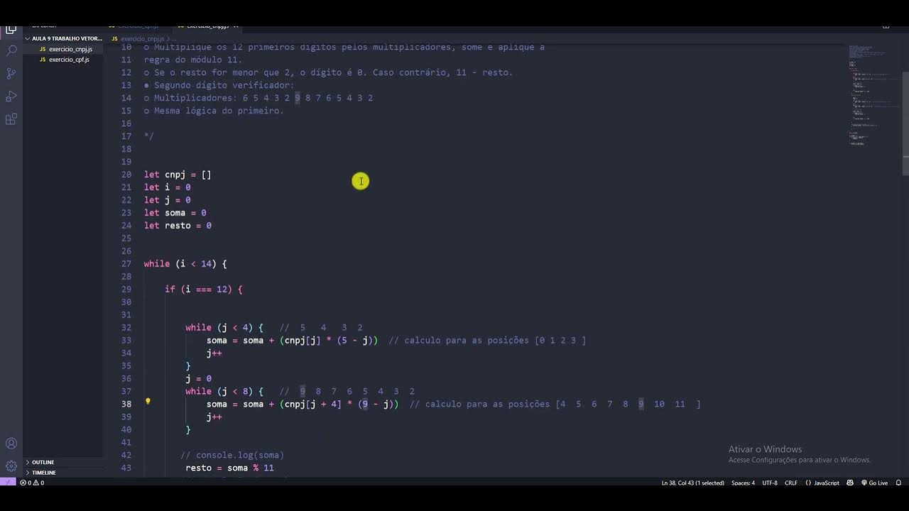 Algoritmo em JS validador de cnpj - YouTube