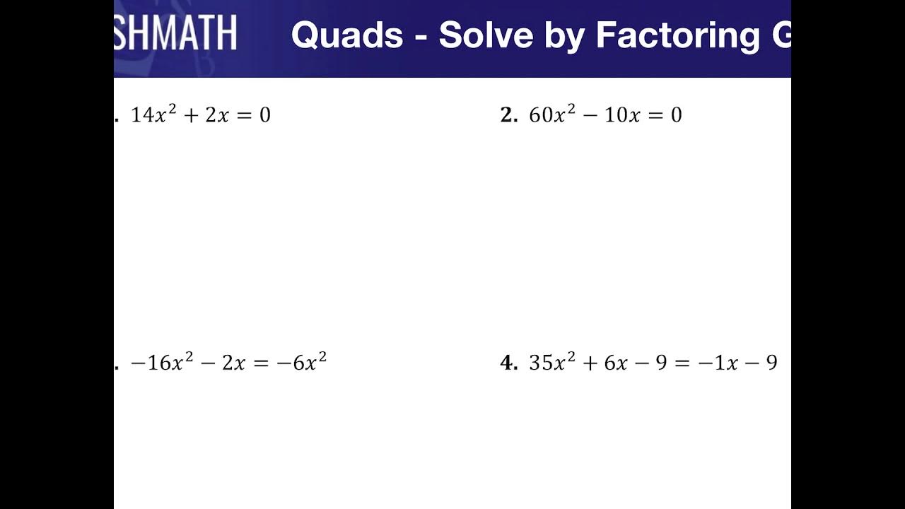 Quadratic Equations - Solve by Factoring out a GCF - FishMath.com - YouTube